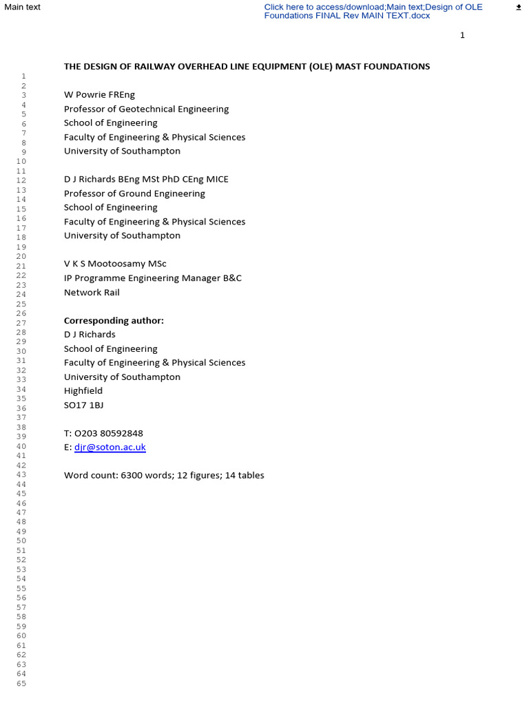 Design of Railway Overhead Line Equipment Mast Foundations Powrie ...