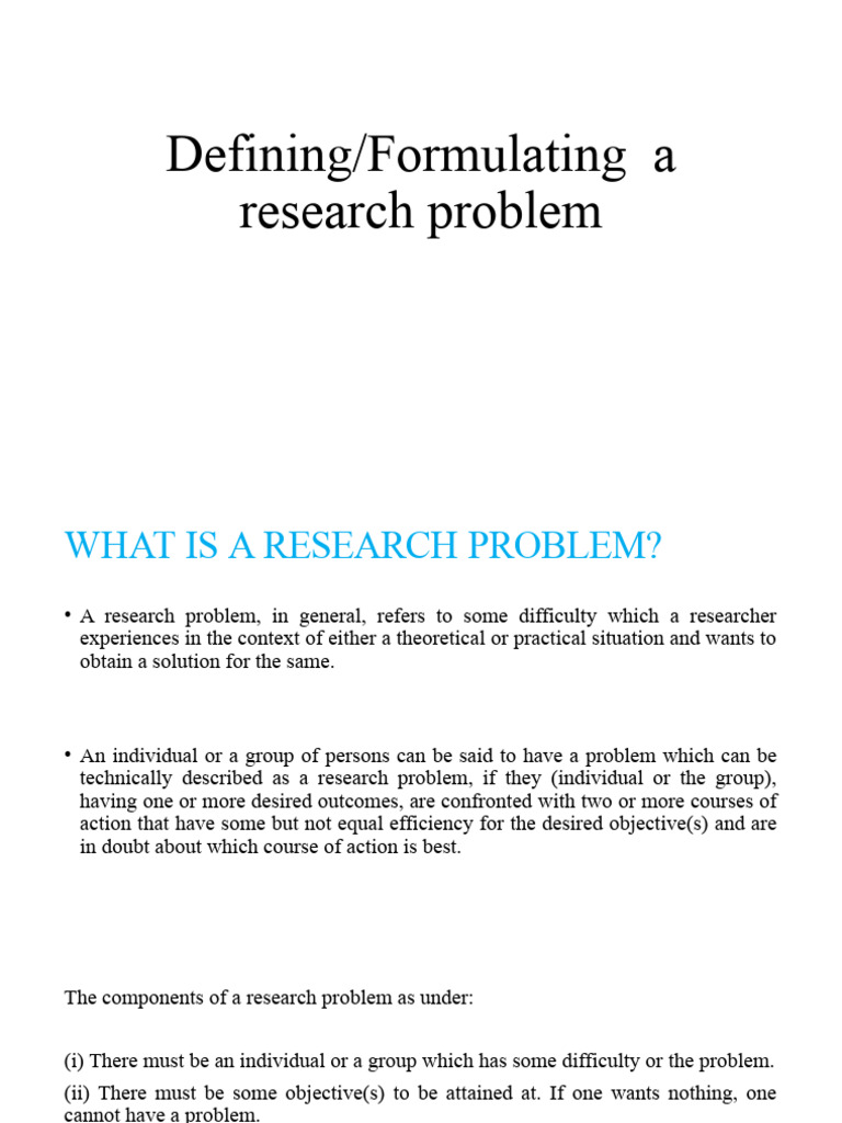 Formulation of A Research Problem | PDF | Experience | Theory