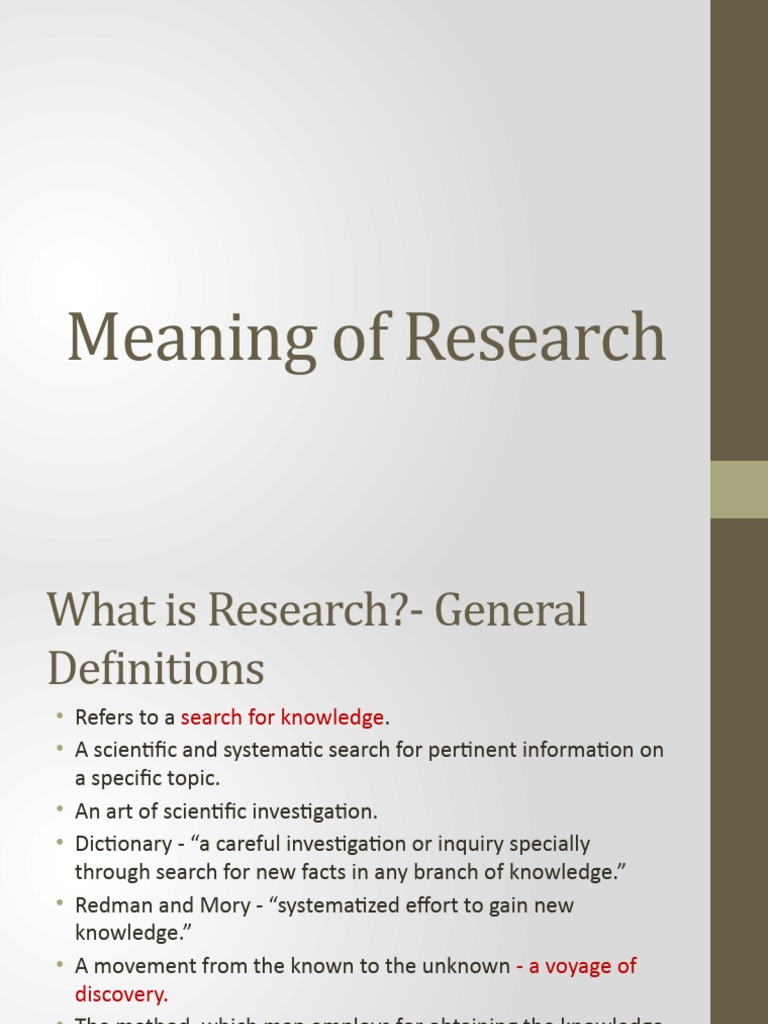 Meaning of Research | PDF