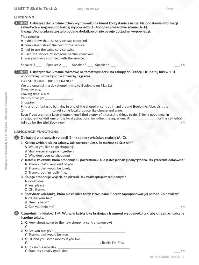Unit 7 Skills Test A | PDF
