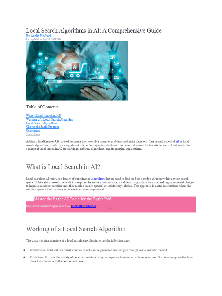 Local Search Algorithms in AI | PDF | Mathematical Optimization ... Local Search Algorithms in AI | PDF | Mathematical Optimization ...