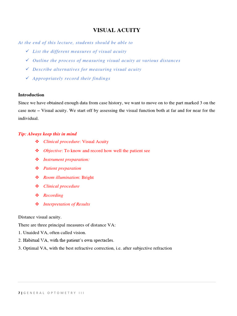 l2 - Visual Acuity | PDF | Visual Acuity | Eye