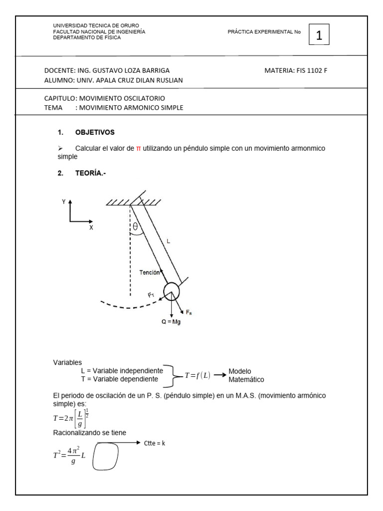 LAB. Nº 3 PENDULO SIMPLE | PDF | Péndulo | Oscilación