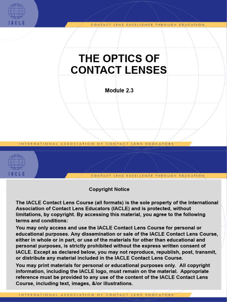 OPT 424 Lecture5-Optics of Contact Lenses by IACLE | PDF | Optics ...