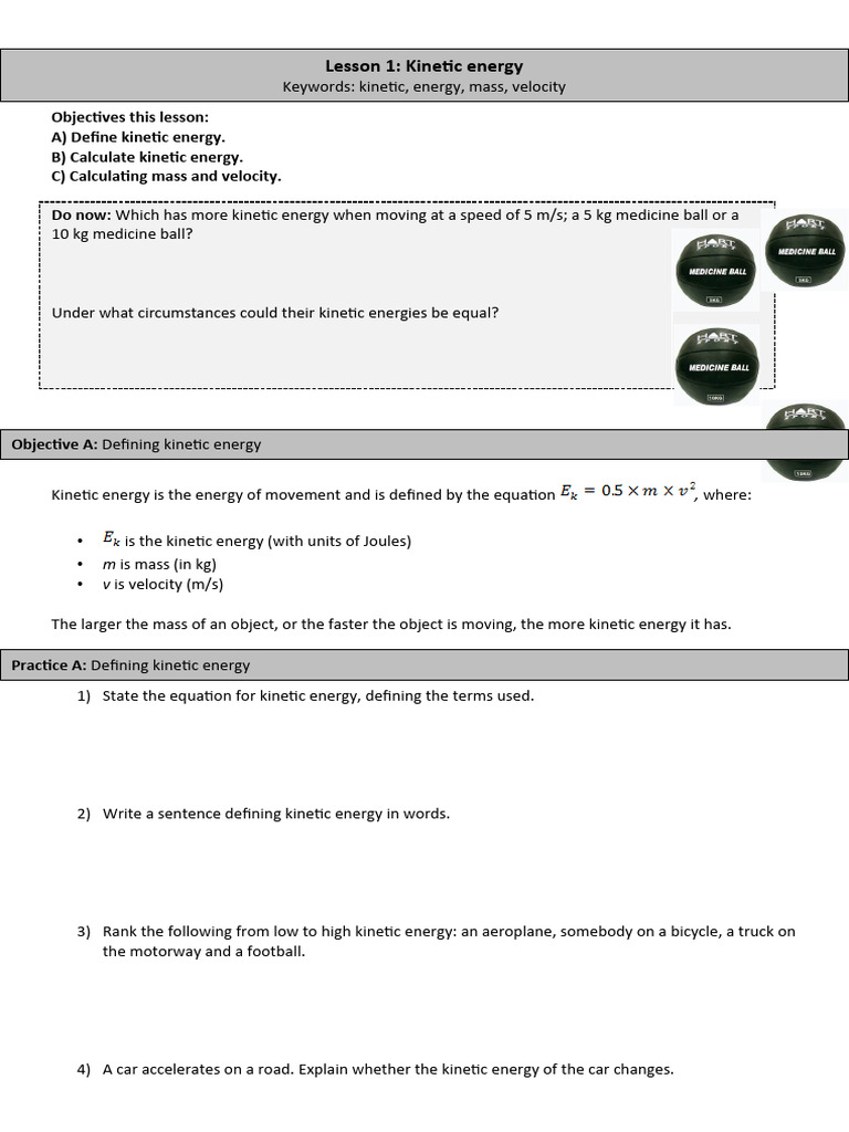 Kinetic Energy | PDF | Kinetic Energy | Mass