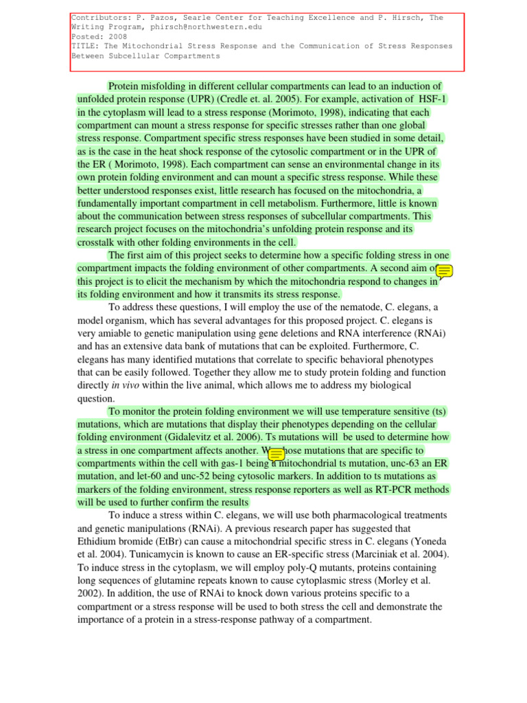 Sample Student Biology Proposal | PDF | Mitochondrion | Mutation
