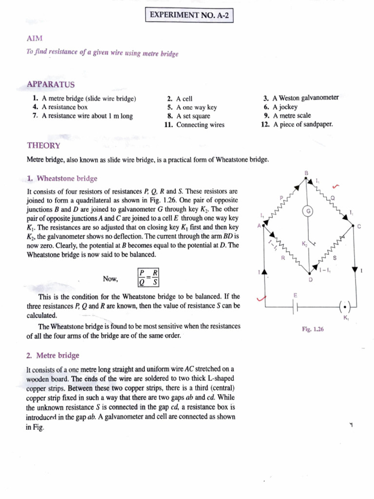 A2-To Find Resitance of Given Wire Using Meter Bridge | PDF | Electrical Resistance And ...