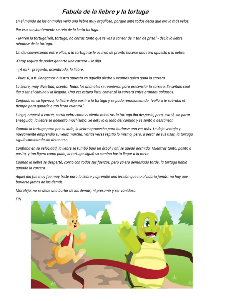 Fabula de La Liebre y La Tortuga | PDF