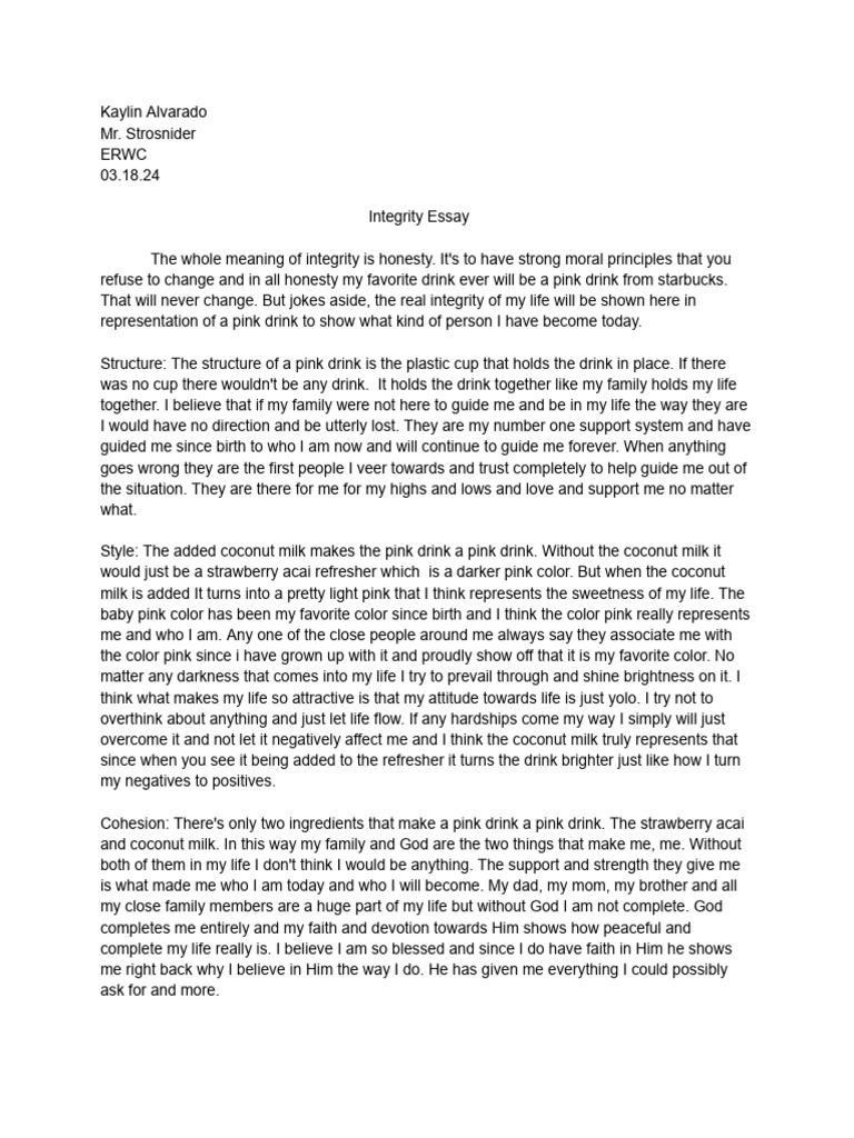 Spep Integrity Essay | PDF | Motivation | Motivational