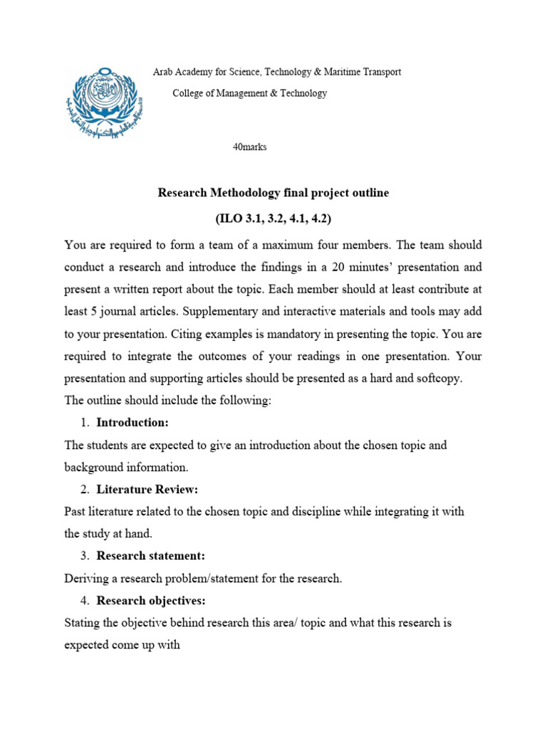 Research Methodology Final Project Outline aswan | PDF
