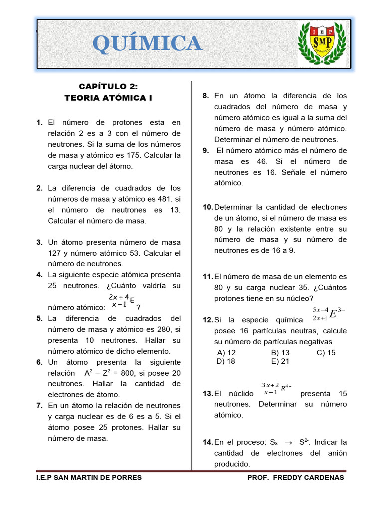 Atomo Neuto, Ion, Tipos de Atomos 5TO | PDF | Neutrón | Átomos