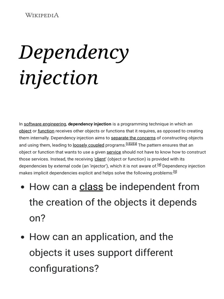 Dependency Injection Pdf Computing Systems Architecture