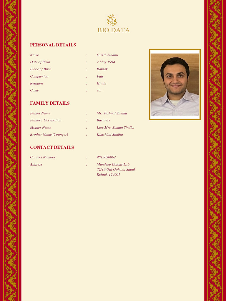 Bio Data | PDF