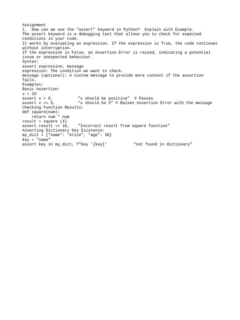 Using Assert in Python for Debugging | PDF | Career & Growth | Teaching Methods & Materials