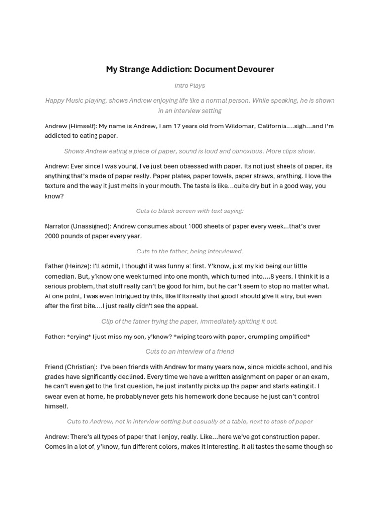 My Strange Addiction Script | PDF | Home & Garden