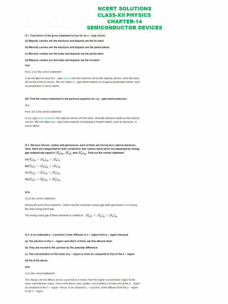 Class 12 Physics: Semiconductors | PDF | Semiconductors | Doping ...