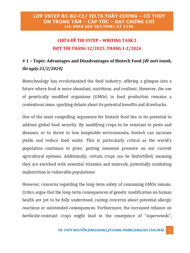 CHỮA ĐỀ THI VSTEP WRITING TASK 2 NĂM 2023,2024 - P1 | PDF ...