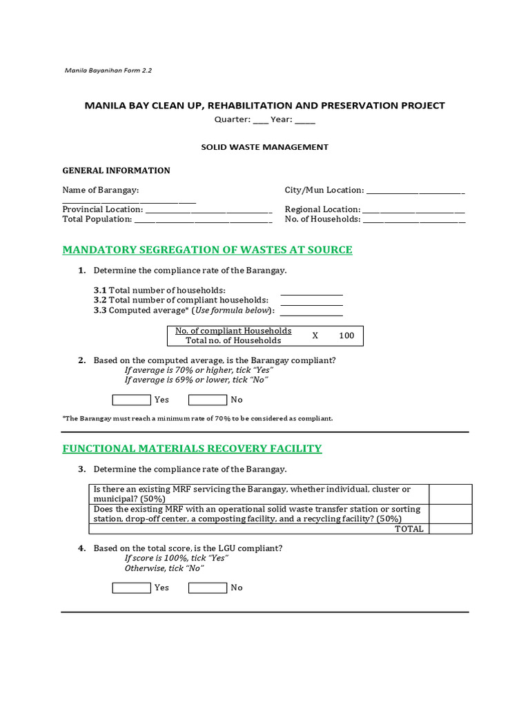 MB Form 2.2 (ECA - Barangay - DCF) | Download Free PDF | Municipal ...