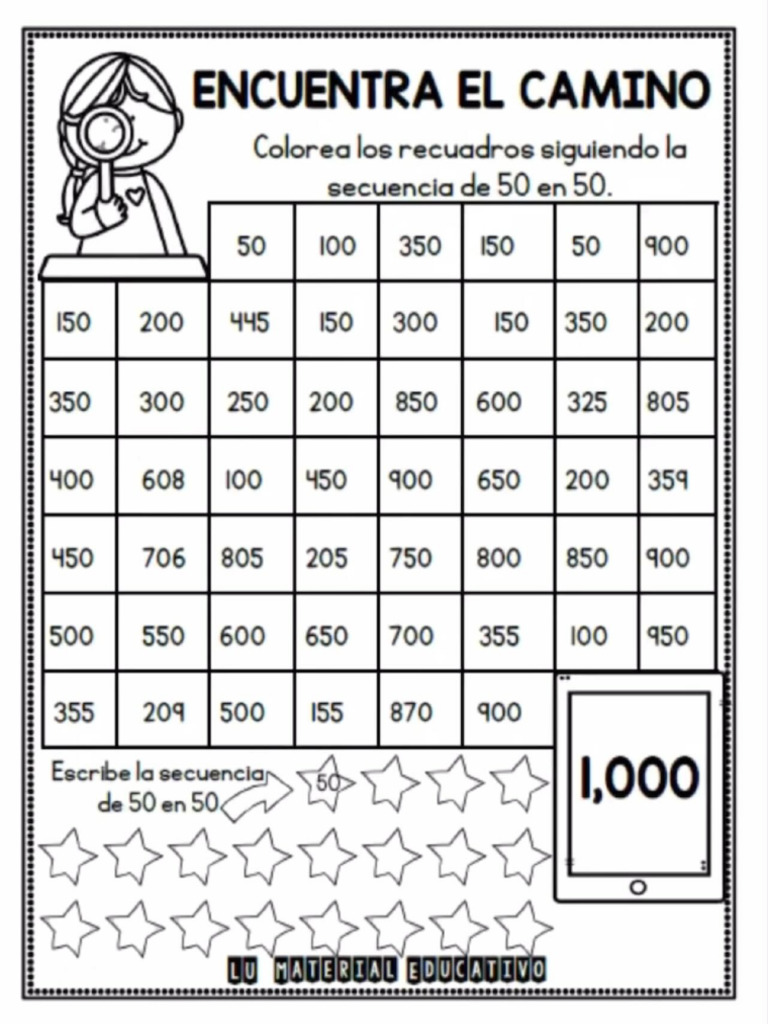 Actividades Con Numeros Mayores A 1000 | PDF