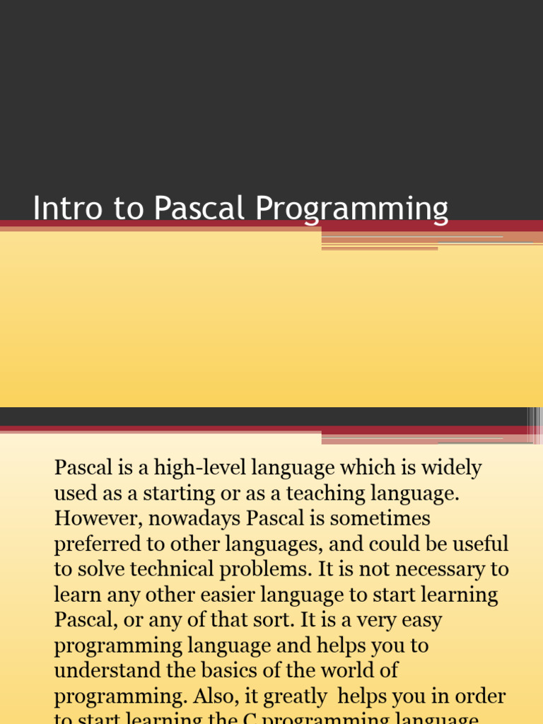 Intro To Pascal Programming | PDF | Computer Programming | Computer Program