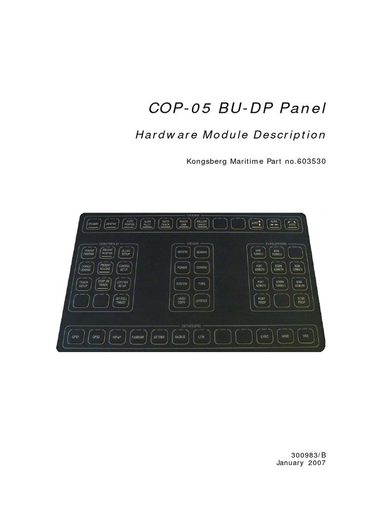 Kongsberg BU-DP Panel Overview | PDF | Usb | Electrical Connector