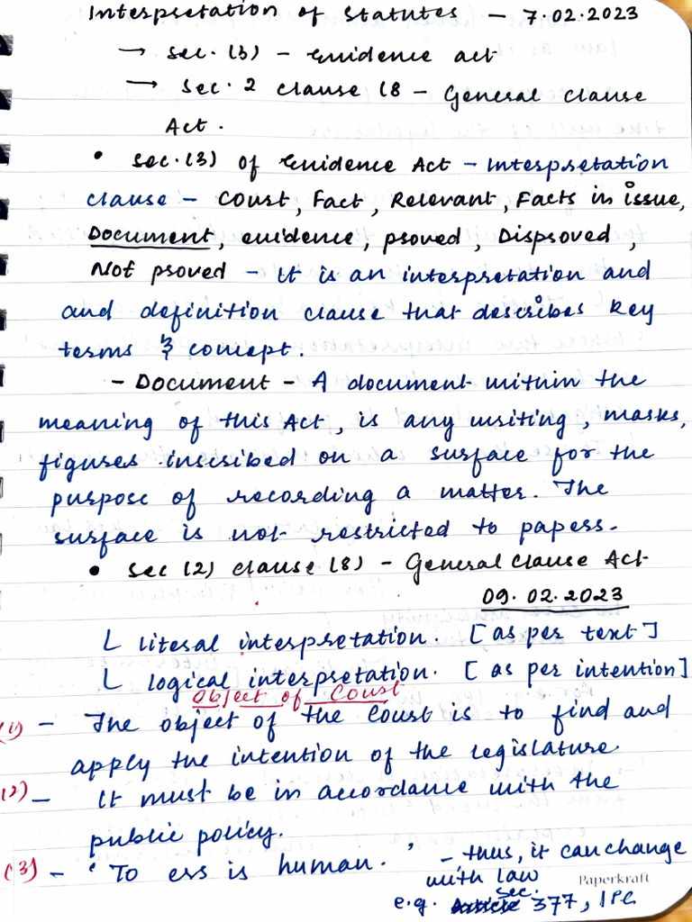 Interpretation of Statues Notes | PDF