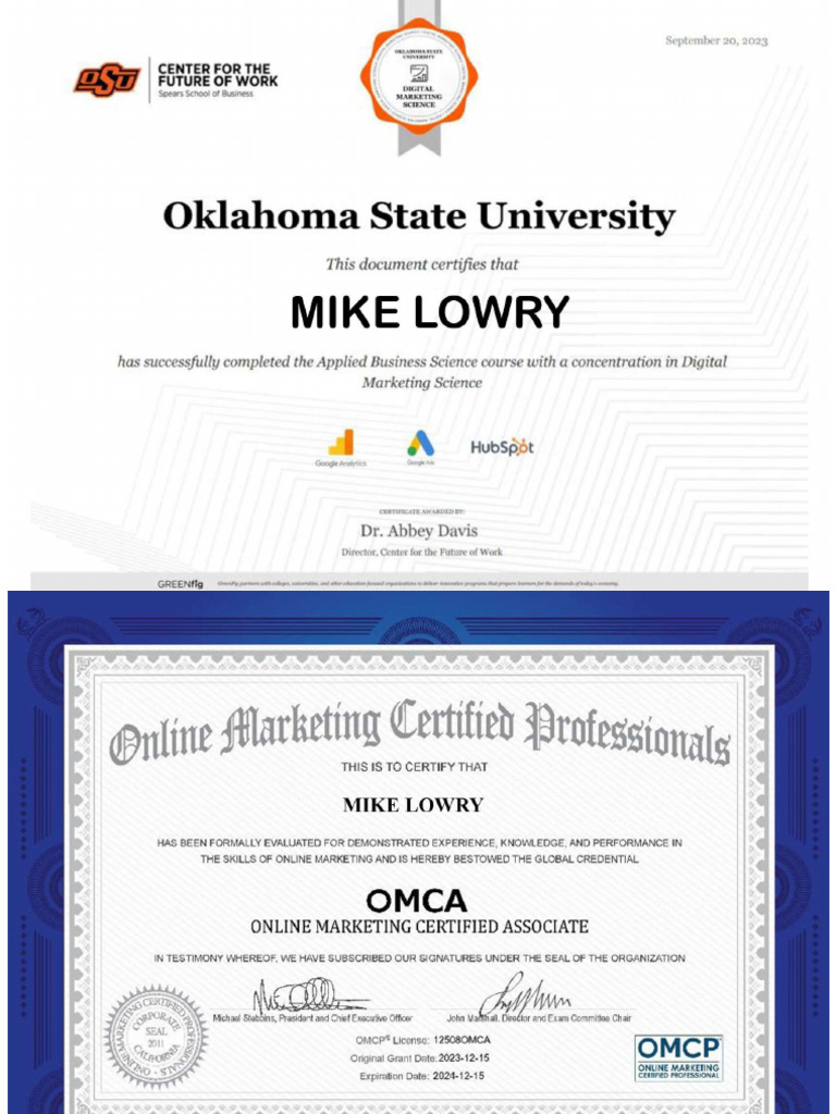 marketing certificate | PDF