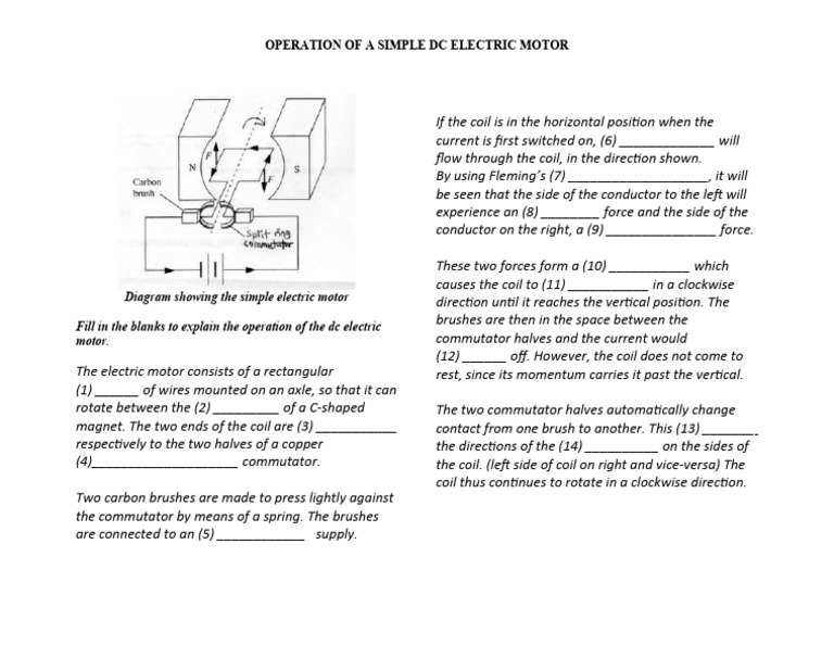 Simple DC Electric Motor Operation Guide | PDF