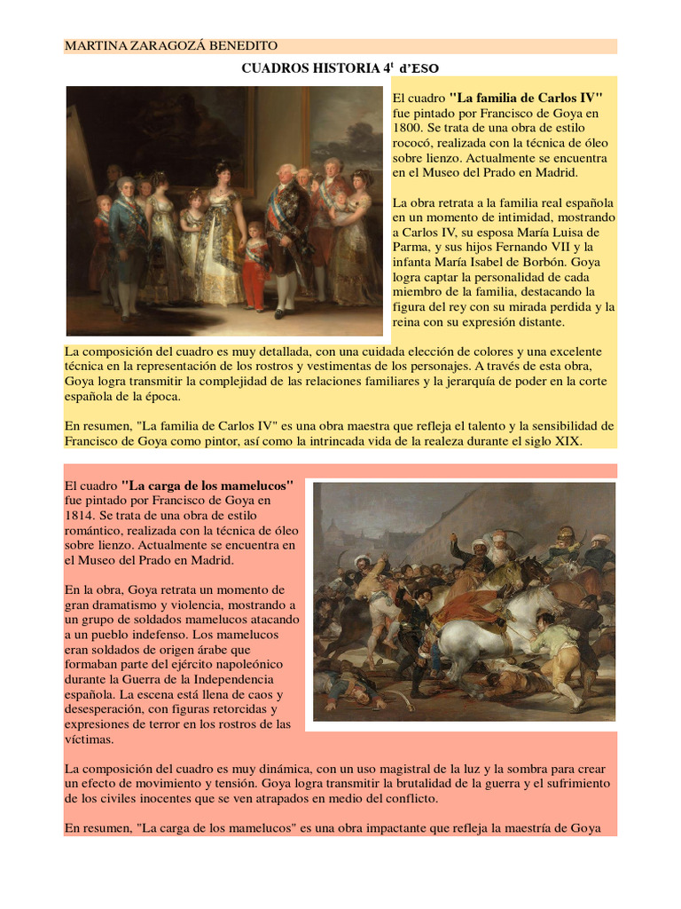 Cuadros Historia | PDF | Francisco Goya | Pinturas