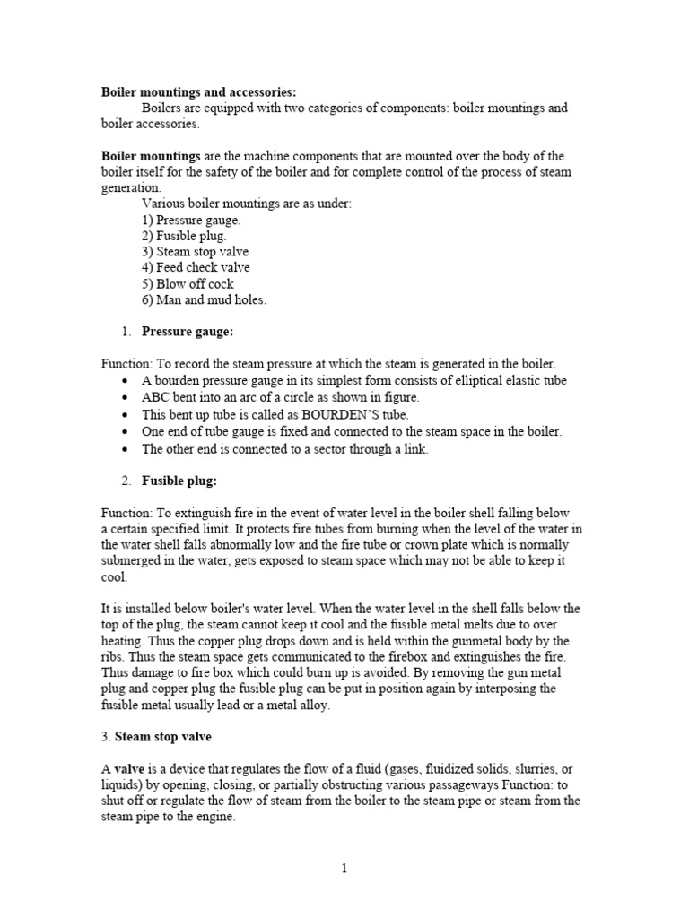 Boiler Mountings and Accessories | PDF | Boiler | Valve