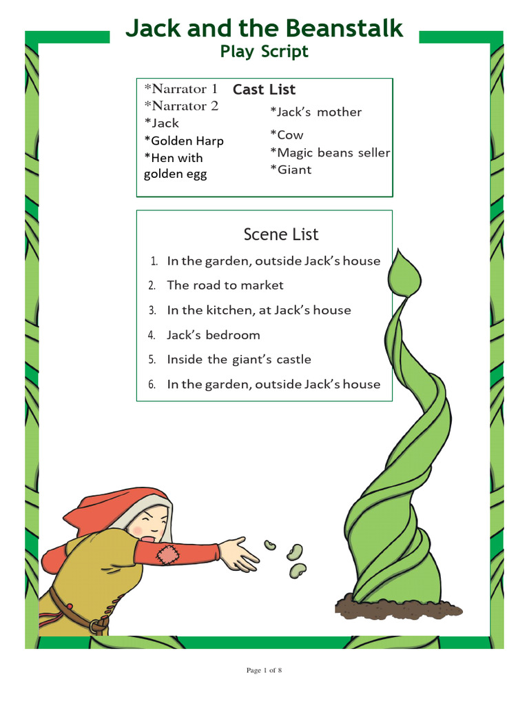 Jack and the Bean Stalk Play Script | PDF | Jack And The Beanstalk