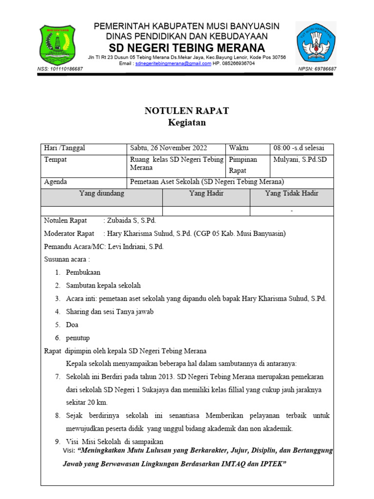 Notulen Rapat Aksi Nyata Modul 3. 2 Pengelolaan Sumber Daya | PDF