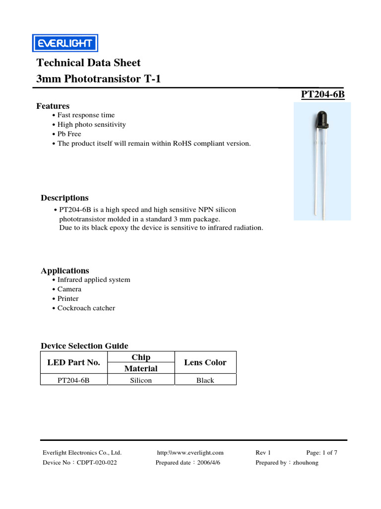 Everlight Elec PT204 6B - C5133 | PDF | Reliability Engineering ...