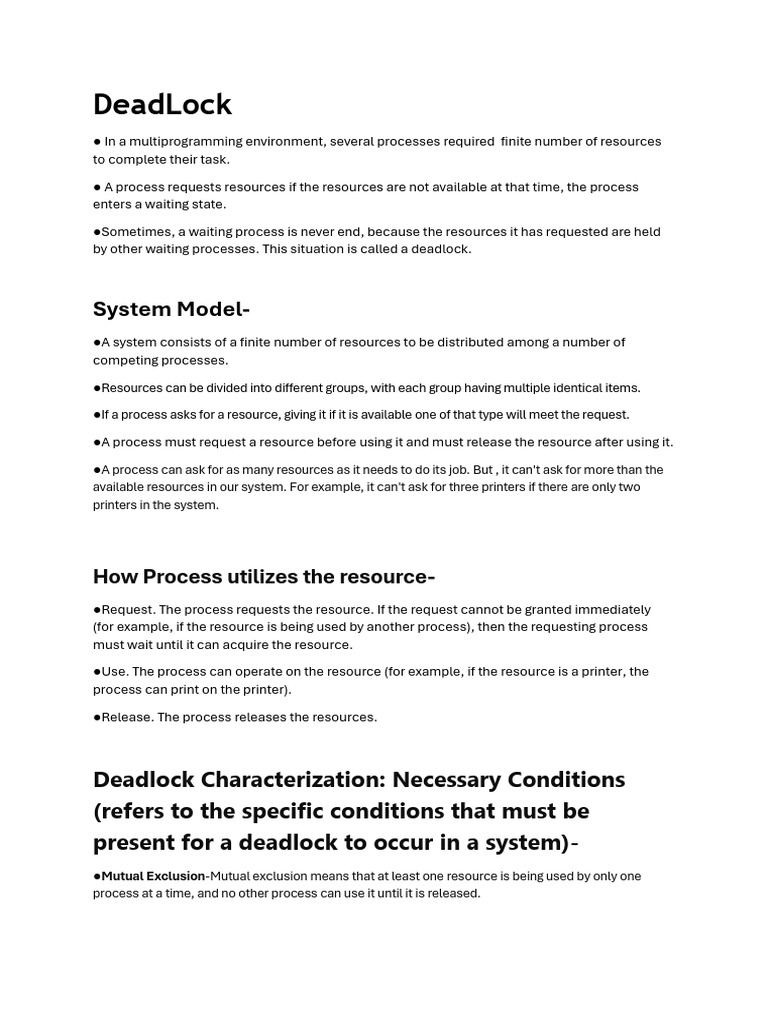Dead Lock | PDF | Theoretical Computer Science | Concurrency (Computer Science)