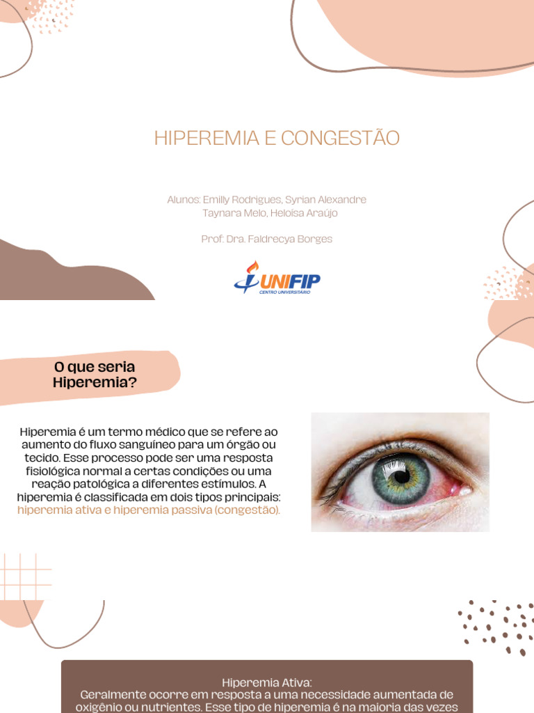 Hiperemia e Congestão: Diferenças e Tipos | PDF | Inflamação | Veia