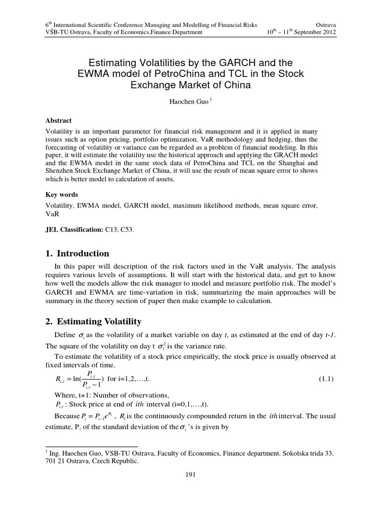 EWMA | Download Free PDF | Volatility (Finance) | Value At Risk