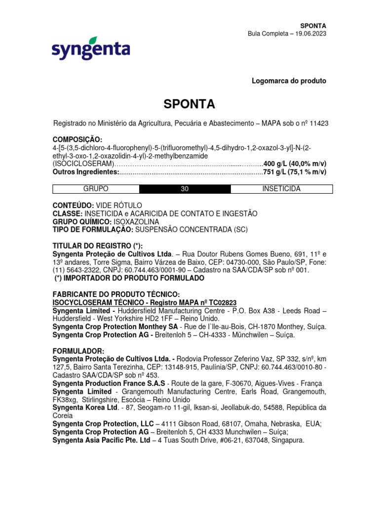Sponta - Bula | PDF | Feijão | Agricultura