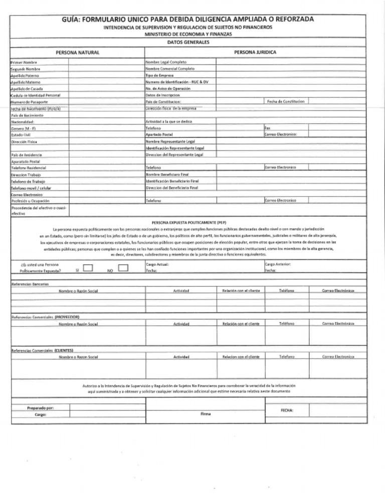 Guia de Formulario Unico para Debida Diligencia Ampliado Reforzada | PDF