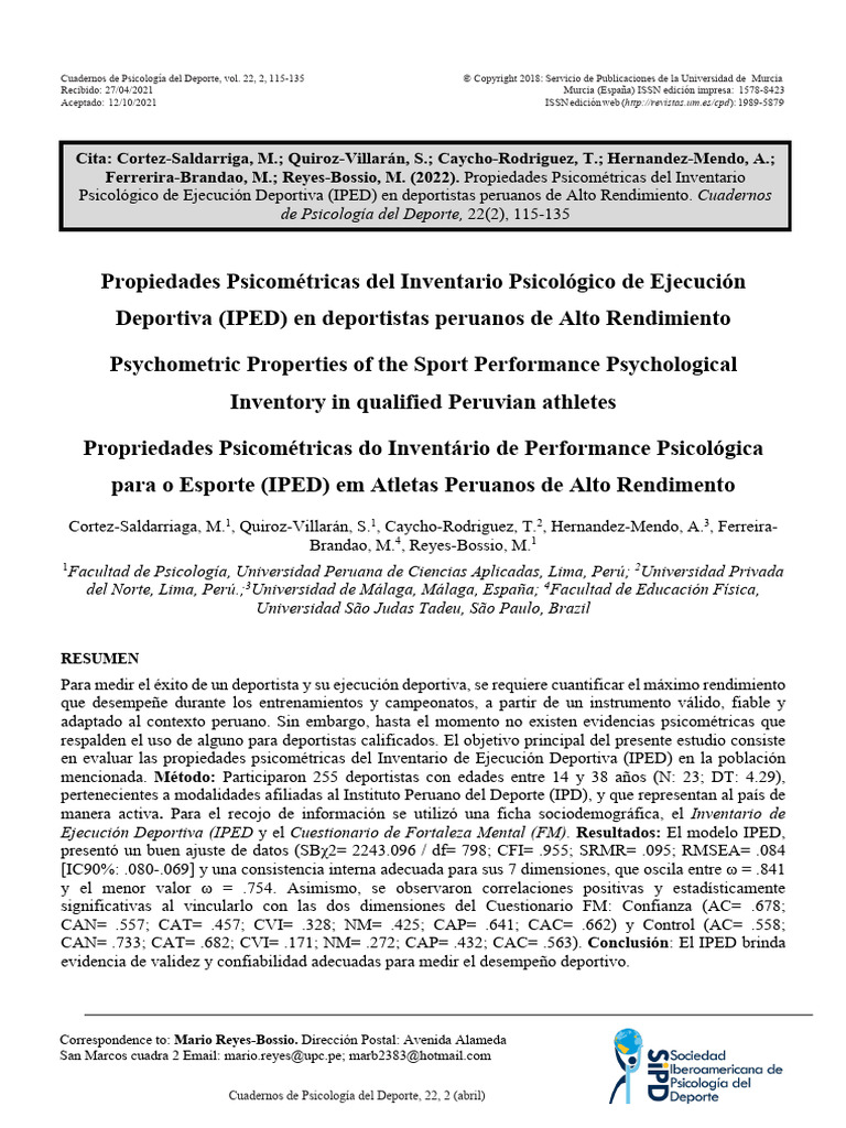 Cuestionario IPED | PDF | Alfa de Cronbach | Motivación