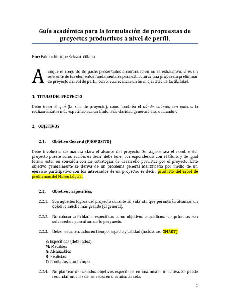 Perfil de Prefactibilidad de Un Proyecto - 18 Pasos Básicos | PDF ...