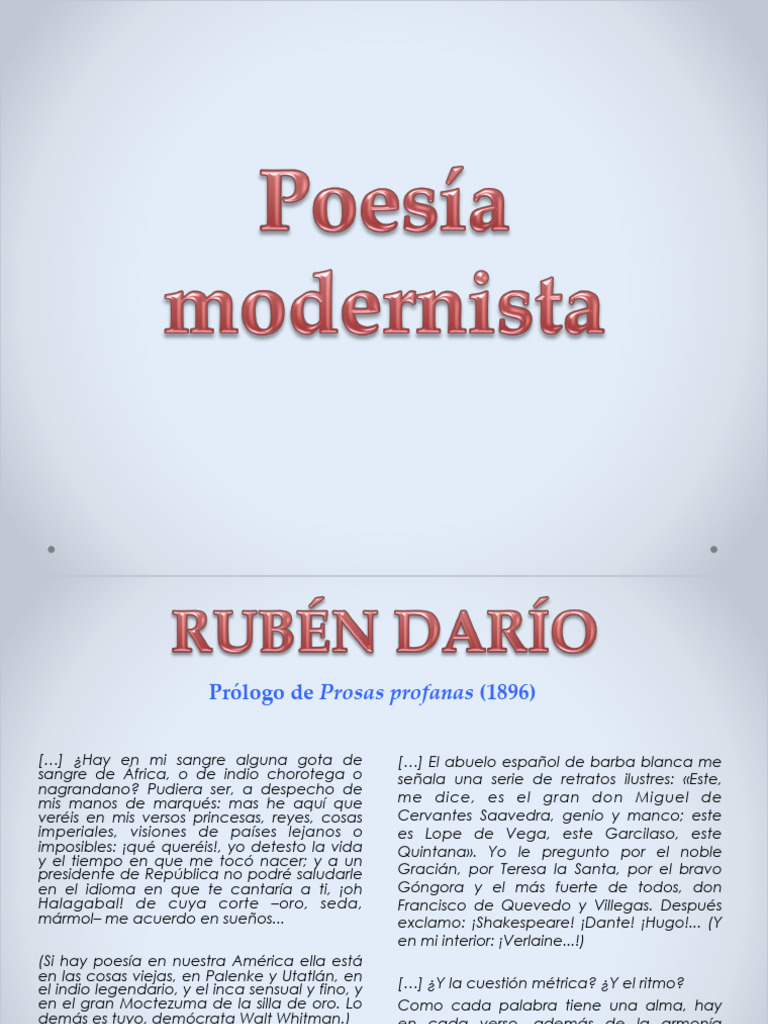 Poesía Modernista: Temas y Estilo | PDF