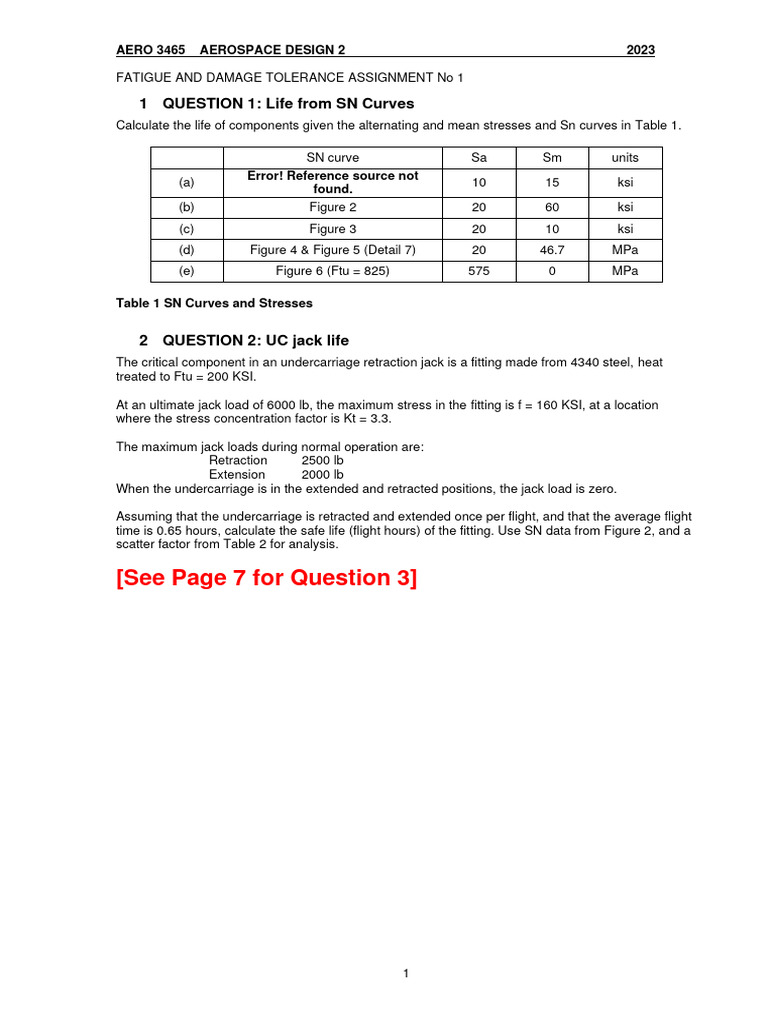 AERO3465 FDT 2023 Assignment1 v1 | PDF | Fatigue (Material) | Fracture Mechanics