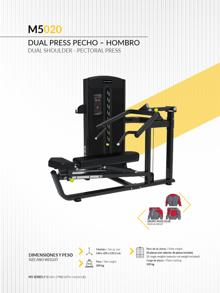 Ficha Tecnica Dual Press Pecho-Hombro M5020 | PDF | Acero | Ingeniería de Edificación