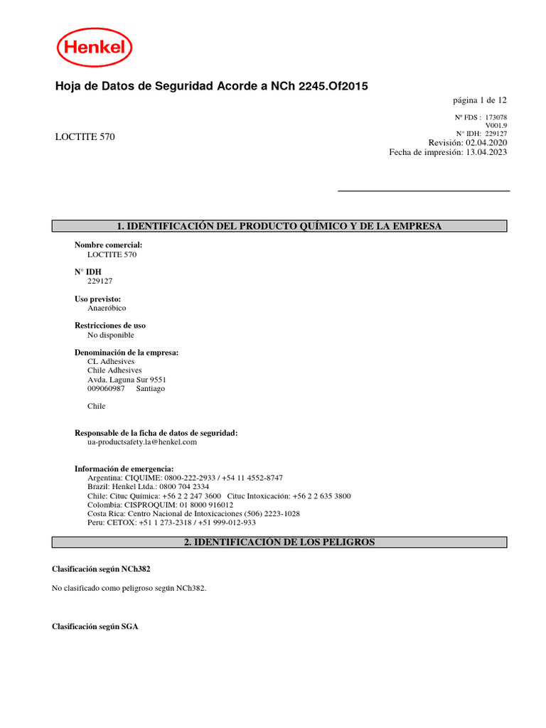 HDS Chile Loctite 570 | PDF