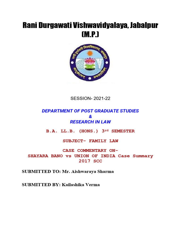 Shayara Bano v. Union of India 2017 | PDF | Sharia | Government