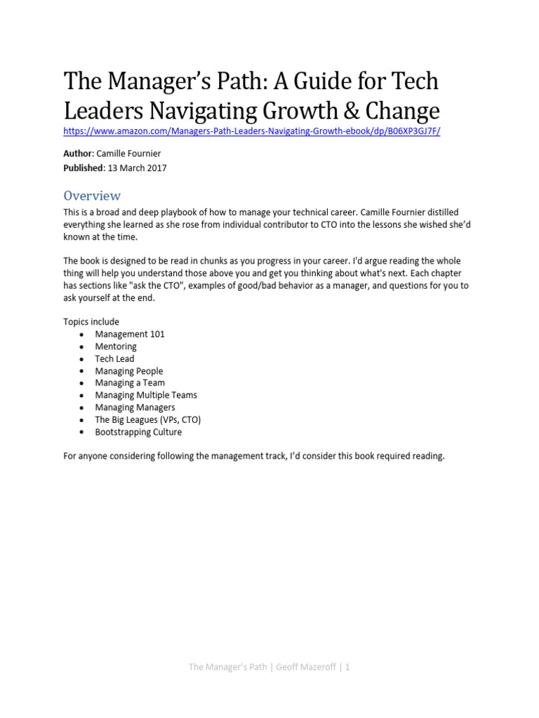 The Managers Path Notes | PDF | Communication | Goal