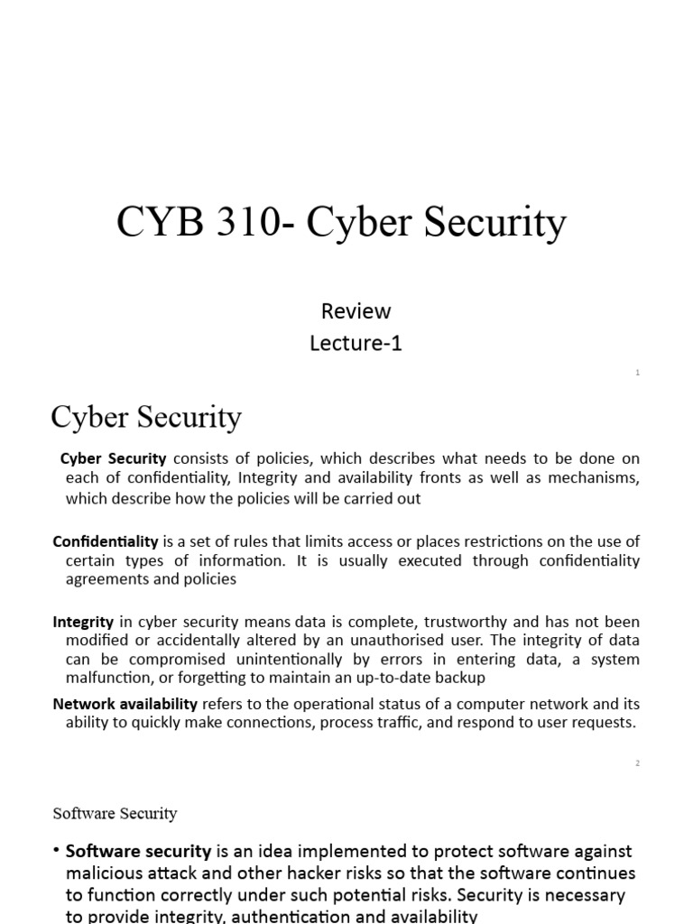 CYB 310- CyberSecurity- Review | PDF | Security | Computer Security