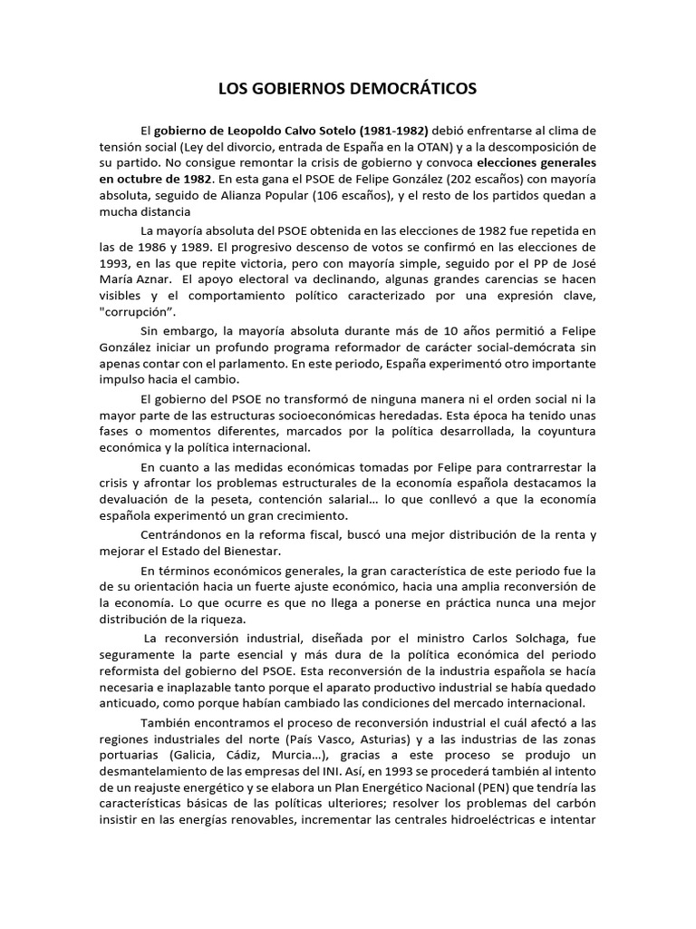 Gobiernos Democráticos 21 | PDF | España | George W. Bush