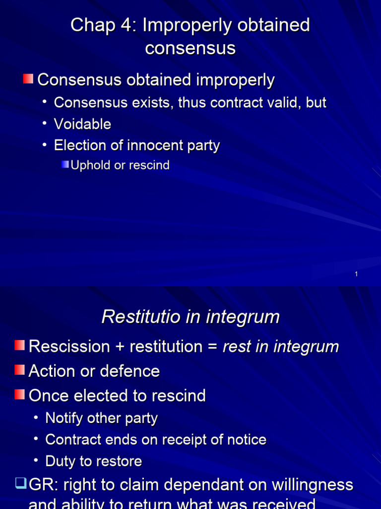 Chapter 4 Improperly Obtained Consensus | PDF | Misrepresentation | Consent
