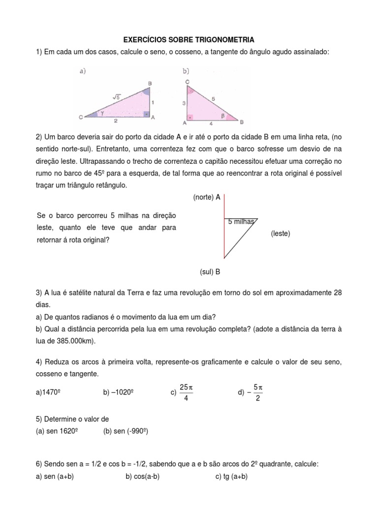 Trigonometria Exercicios | PDF | Geometria | Geometria Elementar